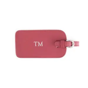 ROYCE NEW YORK Signature Full Grain Leather Luggage Tag With Tone Hardware - Red