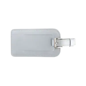 ROYCE NEW YORK Signature Full Grain Leather Luggage Tag With Tone Hardware - Silver