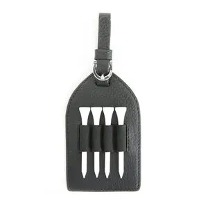 ROYCE NEW YORK ROYCE New York Pebble Grain Leather Golf Tee Holder With Silver Tone Buckle Black