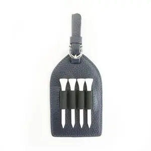 ROYCE NEW YORK Pebble Grain Leather Golf Tee Holder With Silver Tone Buckle - Blue