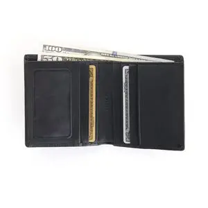 ROYCE NEW YORK Slim Bifold Id Wallet - Black