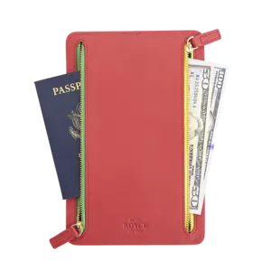 ROYCE NEW YORK Rfid Blocking Four Zip Travel Organizer - Red