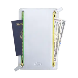 ROYCE NEW YORK Rfid Blocking Four Zip Travel Organizer - Silver