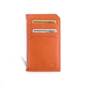 ROYCE NEW YORK Zippered Credit Card Wallet - Orange