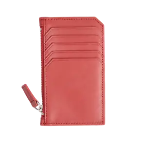 ROYCE NEW YORK Zippered Credit Card Wallet Red