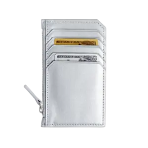 ROYCE NEW YORK Zippered Credit Card Wallet - Silver