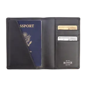 ROYCE NEW YORK RFID Blocking Passport Travel Organizer Black