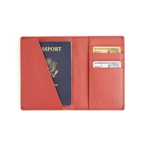 ROYCE NEW YORK Rfid Blocking Passport Travel Organizer - Red