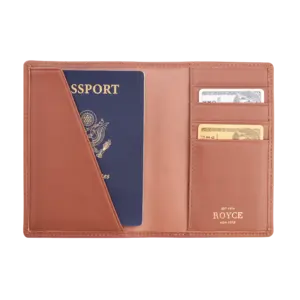 ROYCE NEW YORK Rfid Blocking Passport Travel Organizer - Tan