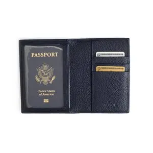 ROYCE NEW YORK RFID Blocking Passport Cover With Card Slots Blue-pebble