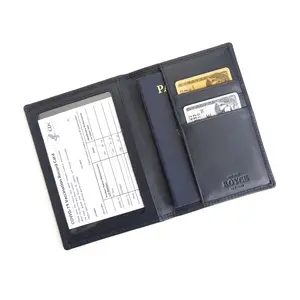 ROYCE NEW YORK RFID Blocking Passport Cover With Card Slots Blue