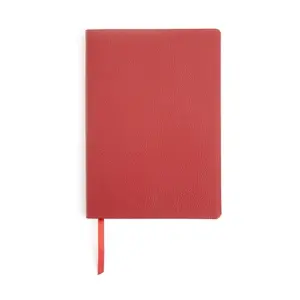 ROYCE NEW YORK Soft Bound Pebble Grain A5 Journal With Gilded Edges And Satin Bookmark - Red