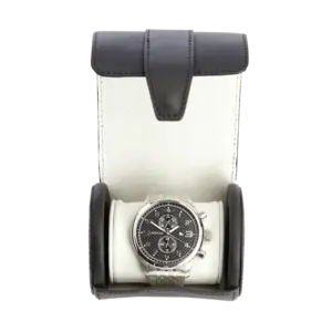 ROYCE NEW YORK Leather Single Watch Travel Roll - Black