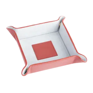 ROYCE NEW YORK Suede Lined Leather Valet Tray - Red