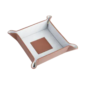 ROYCE NEW YORK Suede Lined Leather Valet Tray - Tan