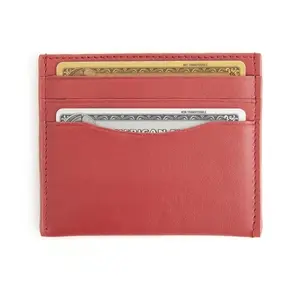 ROYCE NEW YORK Rfid Blocking Slim Card Holder Wallet - Red
