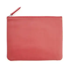 ROYCE NEW YORK Leather Zippered Organizer Pouch - Red