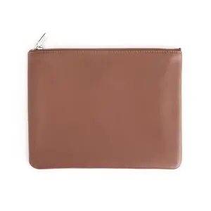 ROYCE NEW YORK Leather Zippered Organizer Pouch - Tan