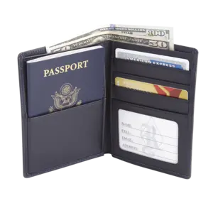ROYCE NEW YORK Rfid Blocking Passport Travel Wallet - Blue