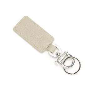 ROYCE NEW YORK Leather Key Organizer With Silver Tone Hardware - Taupe
