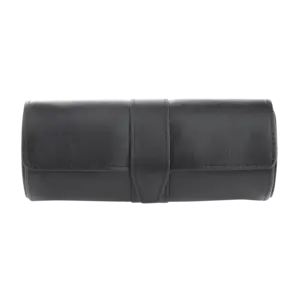 ROYCE NEW YORK Suede Lined Travel Watch Roll For 3 Watches - Black