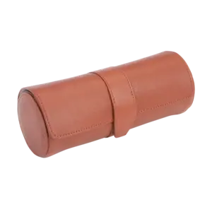ROYCE NEW YORK Suede Lined Travel Watch Roll For 3 Watches - Tan