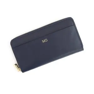 ROYCE NEW YORK Rfid Blocking Continental Zip Wallet - Blue