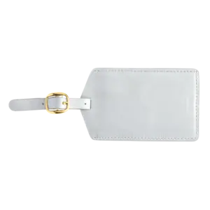 ROYCE NEW YORK Handcrafted Leather Luggage Tag With Privacy Flap - Silver