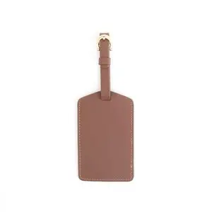 ROYCE NEW YORK Handcrafted Leather Luggage Tag With Privacy Flap - Tan