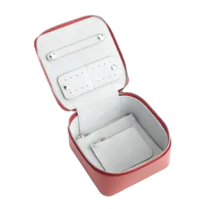 ROYCE NEW YORK Travel Jewelry Case With Removable Pouches - Red