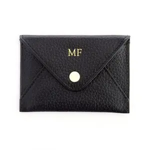 ROYCE NEW YORK Envelope Card Holder - Black Pebble