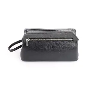 ROYCE NEW YORK Leather Dopp Kit Toiletry Bag - Black