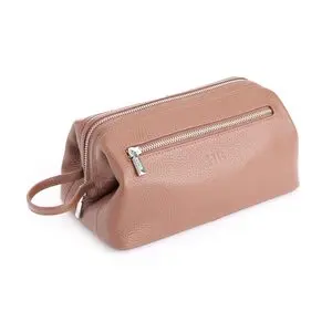 ROYCE NEW YORK Leather Dopp Kit Toiletry Bag - Tan