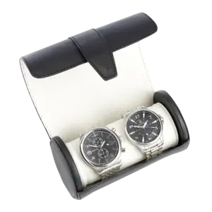 ROYCE NEW YORK ROYCE New York Double Watch Roll In Full Grain Leather Black