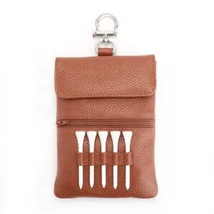 ROYCE NEW YORK Leather Golf Accessory Bag - Tan