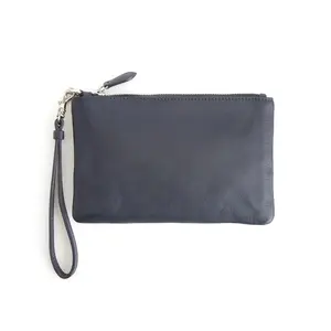ROYCE NEW YORK ROYCE New York Zippered Wristlet Wallet In American Nappa Leather Blue