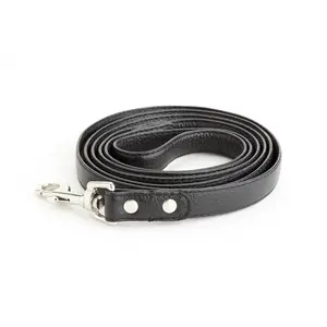 ROYCE NEW YORK 6 Foot Leather Dog Leash With Personalization Option - Black