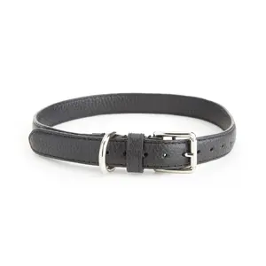 ROYCE NEW YORK Medium Leather Dog Collar - Black