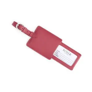 ROYCE NEW YORK Leather Luggage Tag With Retractable Flap - Red