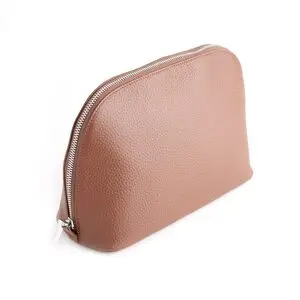 ROYCE NEW YORK ROYCE New York Large Leather Cosmetic And Travel Bag Tan