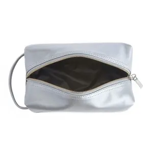 ROYCE NEW YORK Compact Toiletry Cosmetic Bag - Silver