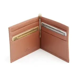 ROYCE NEW YORK Rfid Blocking Money Clip Wallet - Tan