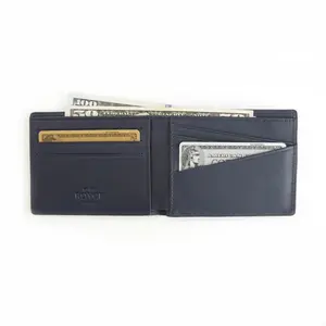 ROYCE NEW YORK Rfid Blocking Slim Bifold Wallet - Blue