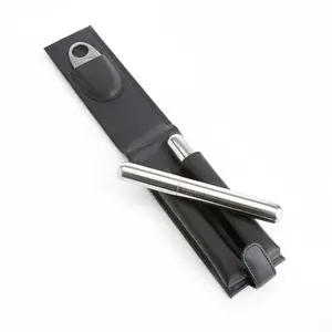 ROYCE NEW YORK Double Cigar Travel Case With Cutter - Black