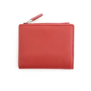 ROYCE NEW YORK Compact RFID Blocking Zip Wallet Red