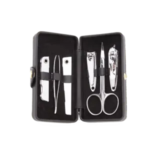 ROYCE NEW YORK Leather Manicure Grooming Case - Black