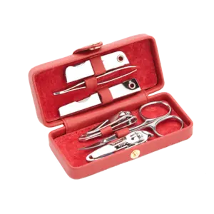 ROYCE NEW YORK Leather Manicure Grooming Case - Red
