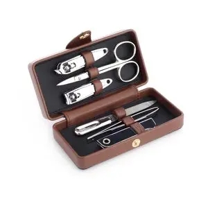 ROYCE NEW YORK Leather Manicure Grooming Case - Tan