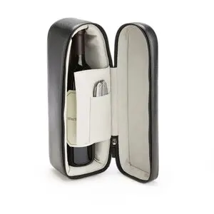 ROYCE NEW YORK Single Wine Bottle Carrying Case - Black
