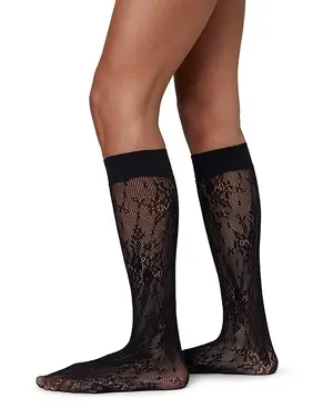 Swedish Stockings Rosa Lace Knee-high Socks - Black
